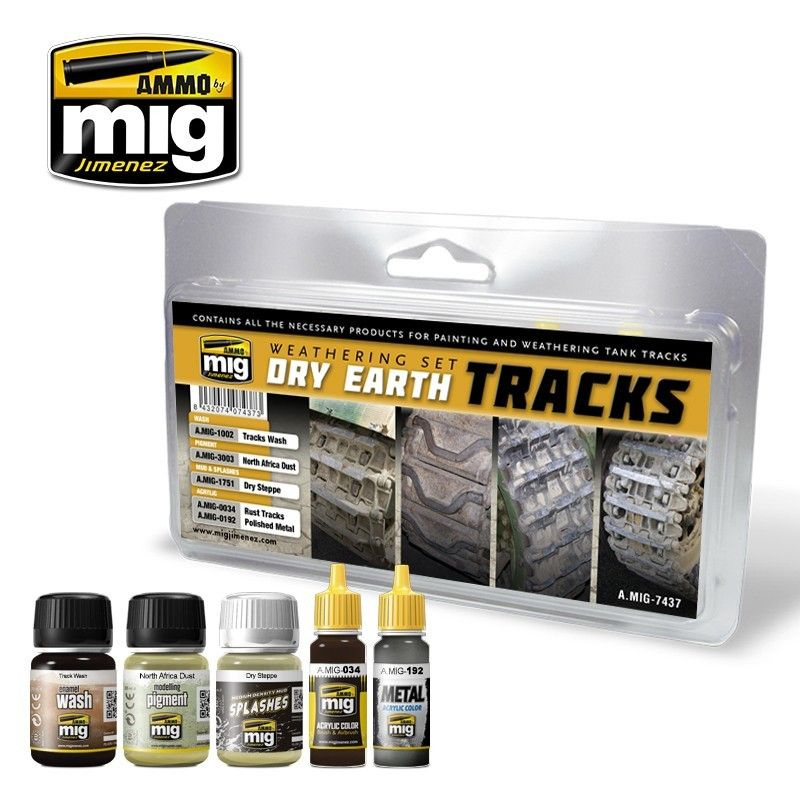 Набор для создания эффектов Dry Earth Tracks Weathering Set (Ammo Mig ...