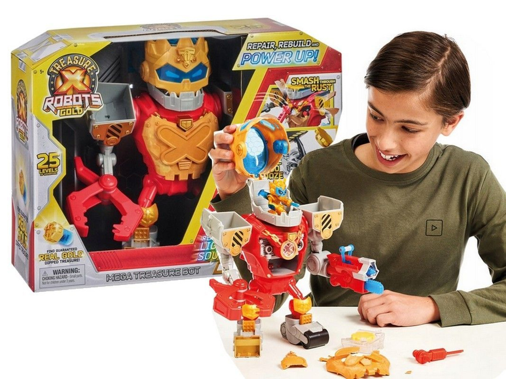Фигурки TREASURE X Robots Gold - Игровой набор Мега-робот со светом и ...
