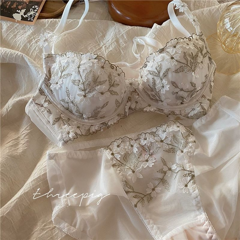 Комплект белья Женский SYJWY белый Пряжка Хлопок, Нейлон Бахрома, Капюшон, размер 75A, 75B ...