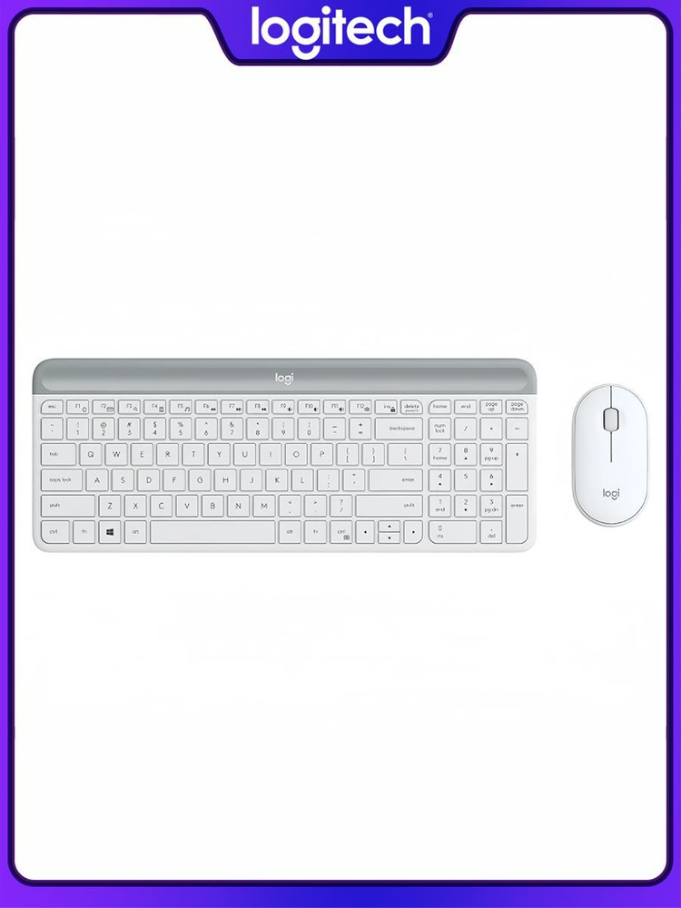 Logitech Комплект мышь + клавиатура беспроводная MK470 тонкий комбо,Версия CN,Белый купить c ...