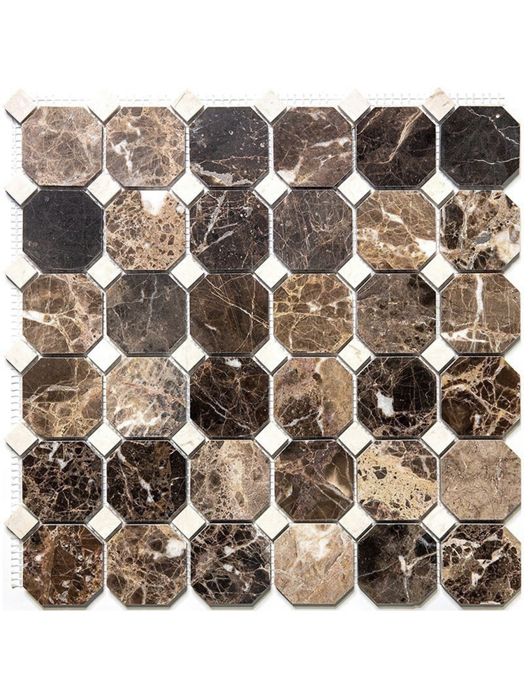 Плитка мозаика из натурального мрамора Natural Octagon на сетке, размер ...