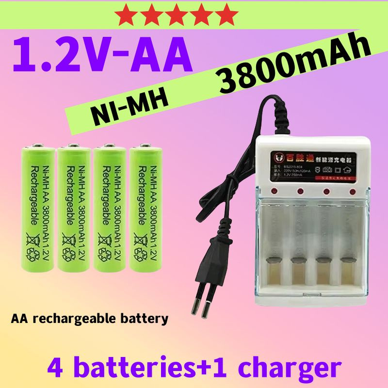 2025 Новый аккумулятор AA 3800 Mah AA1.2V никель - водород для светодиодных ламп игрушки Mp3 ...