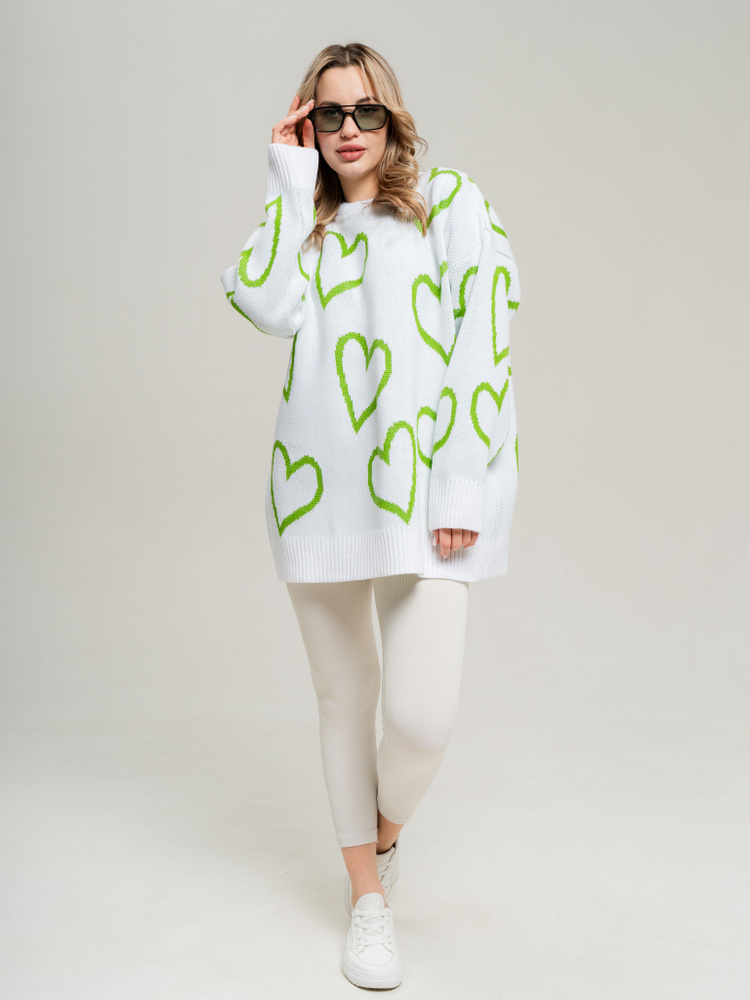 Свитер Женский BESTAMIN белый, пыльная сирень Шерсть, Акрил, размер 48 ...