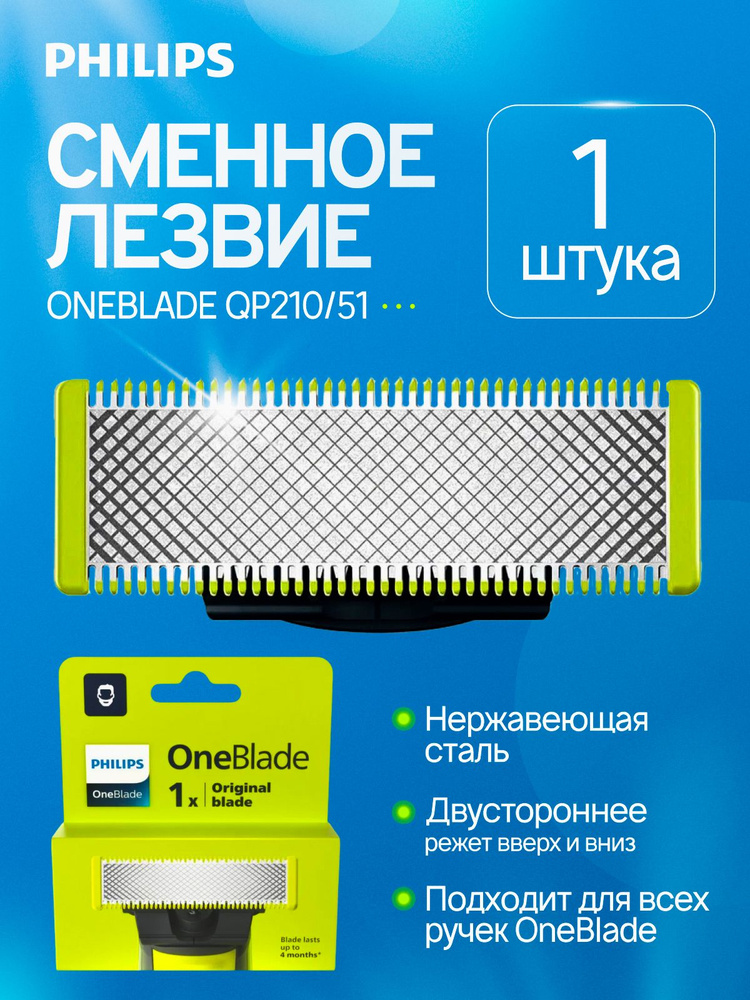 Сменная кассета Philips OneBlade (QP210/51) для триммера, 1 шт купить ...