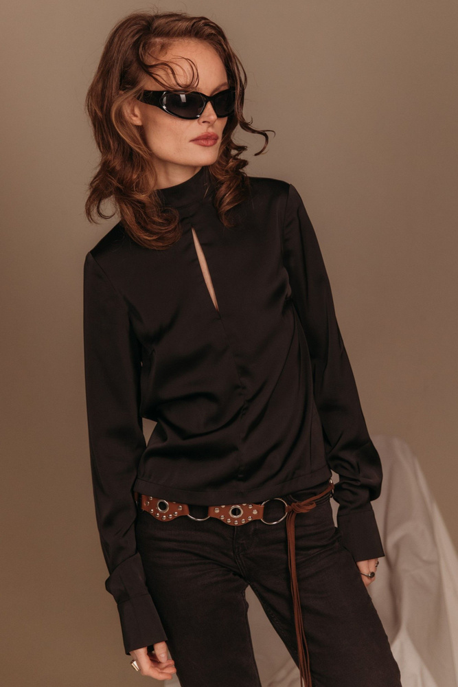 Черная атласная водолазка женская купить на OZON по низкой цене в ...