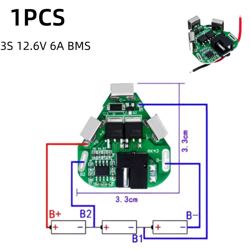 3S 12.6V 6A BMS Литиевый аккумулятор Защитная панель 18650 для ...