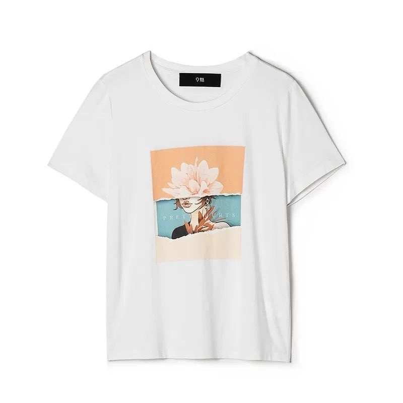 Футболка Женский Zara белый, холодный белый Короткий, размер 44 Хлопок Орнамент свободный ...