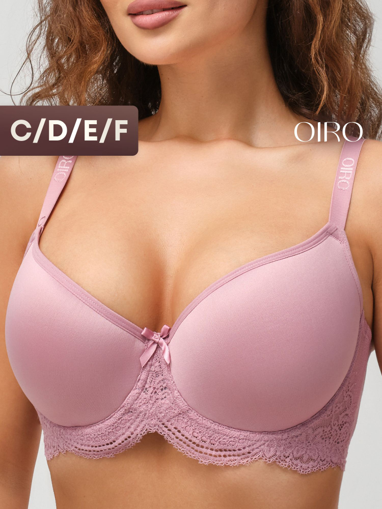 Бюстгальтер Женский OIRO мягкая чашка на каркасе, на косточках, размер 95D розовая пудра Нейлон ...
