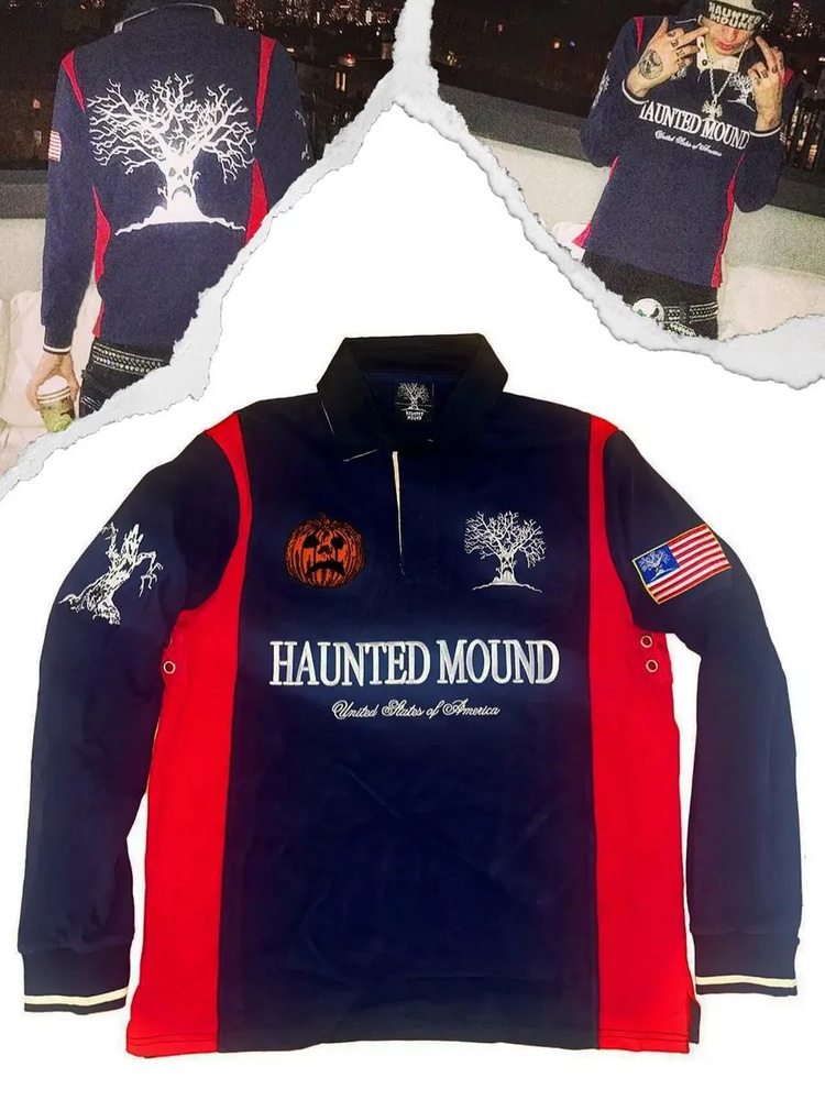 Поло Haunted mound, с длинным рукавом, мужское, для мужчин, из ...