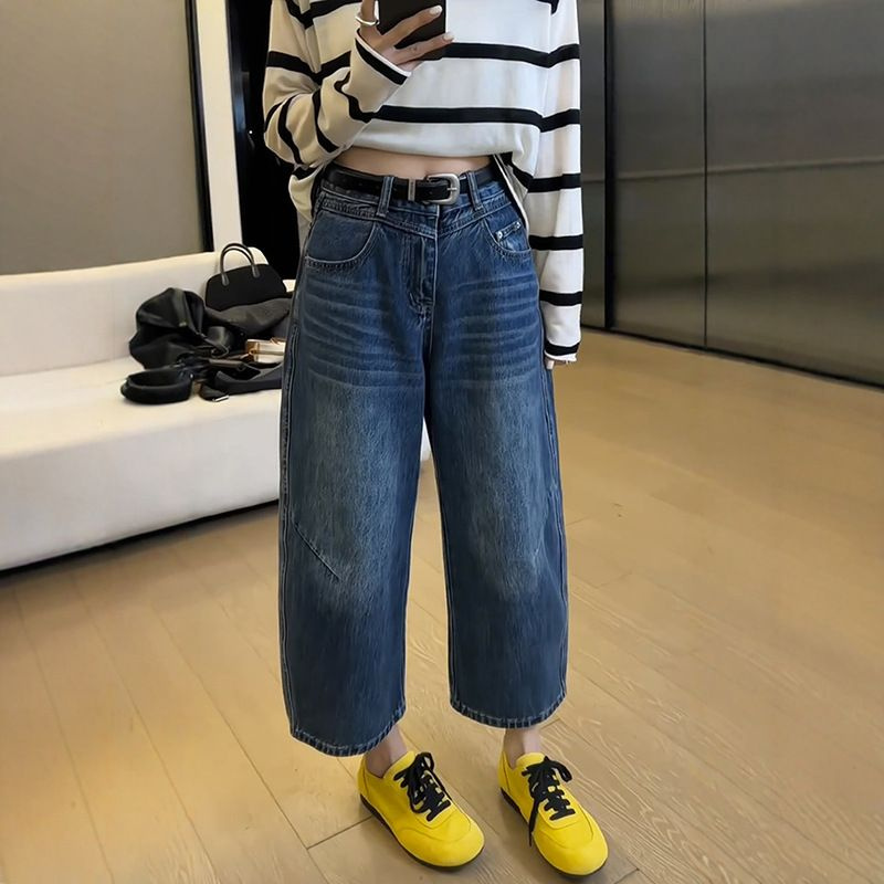 Джинсы Женский MOOCIE темно-синий джинсовый галифе Джинс, размер 42 свободный Затягивающийся ...