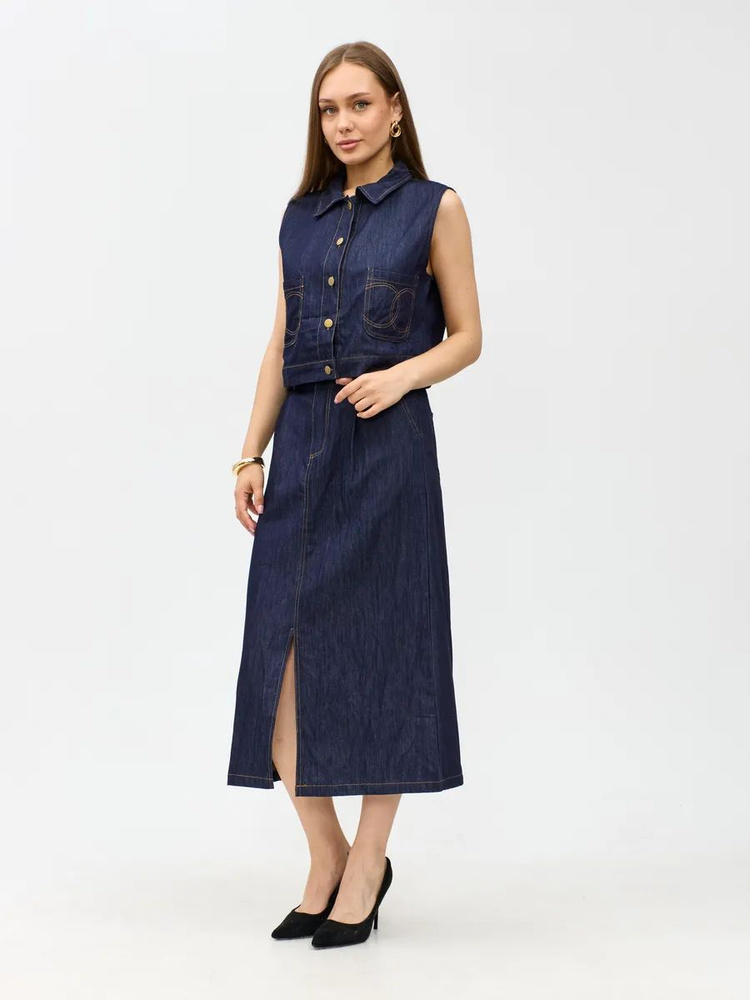 Костюм классический Женский Sami Fashion line Повседневный двойка синий, размер 44 Полиэстер ...