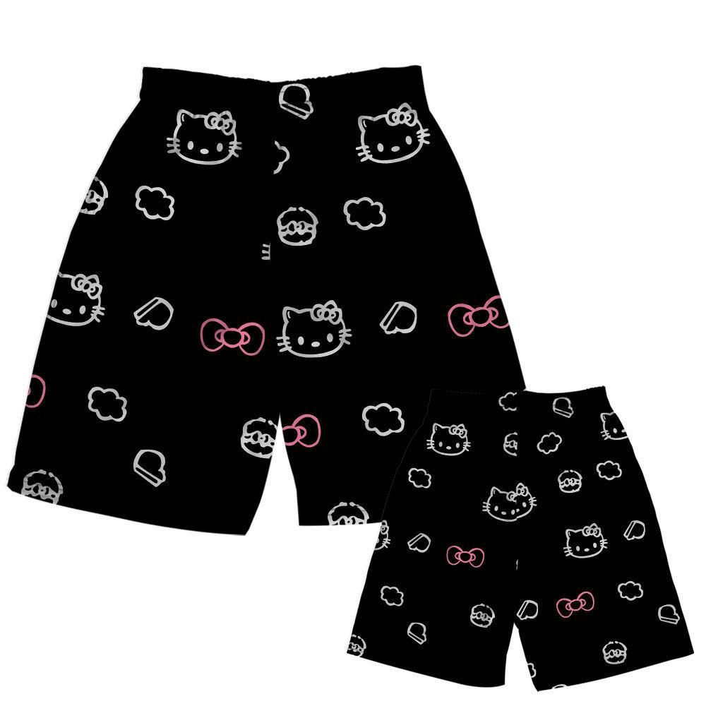 Шорты Женский, Мужской Hello Kitty Спортивный черный, молочно-голубой ...