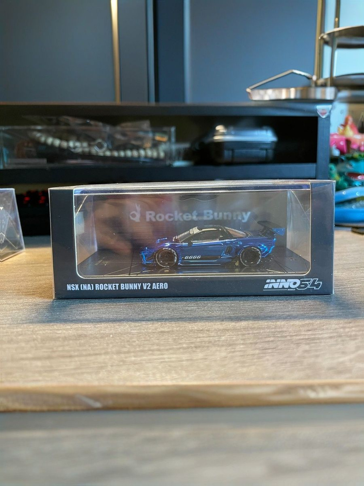 Машинка INNO 1/64 NSX (NA) ROCKET BUNNY V2 AERO Chrome Blue Die-cast ...