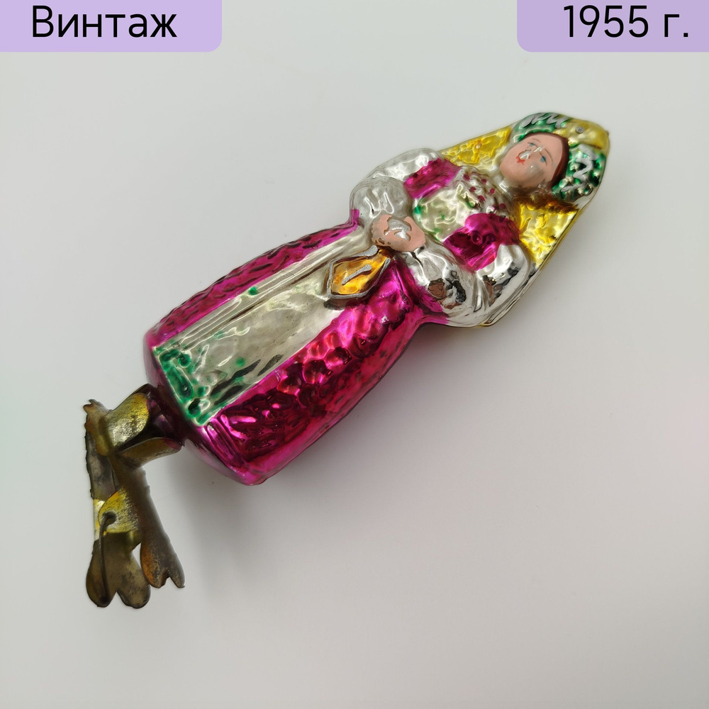 Игрушка ёлочная на прищепке "Царевна-Несмеяна", стекло роспись металл Завод стеклянных ёлочных ...