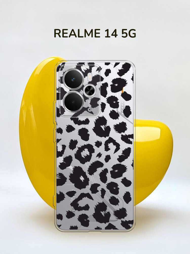 Силиконовый чехол на Realme 14 5G / Реалми 14 5G "Окрас леопарда фон", прозрачный купить на OZON ...