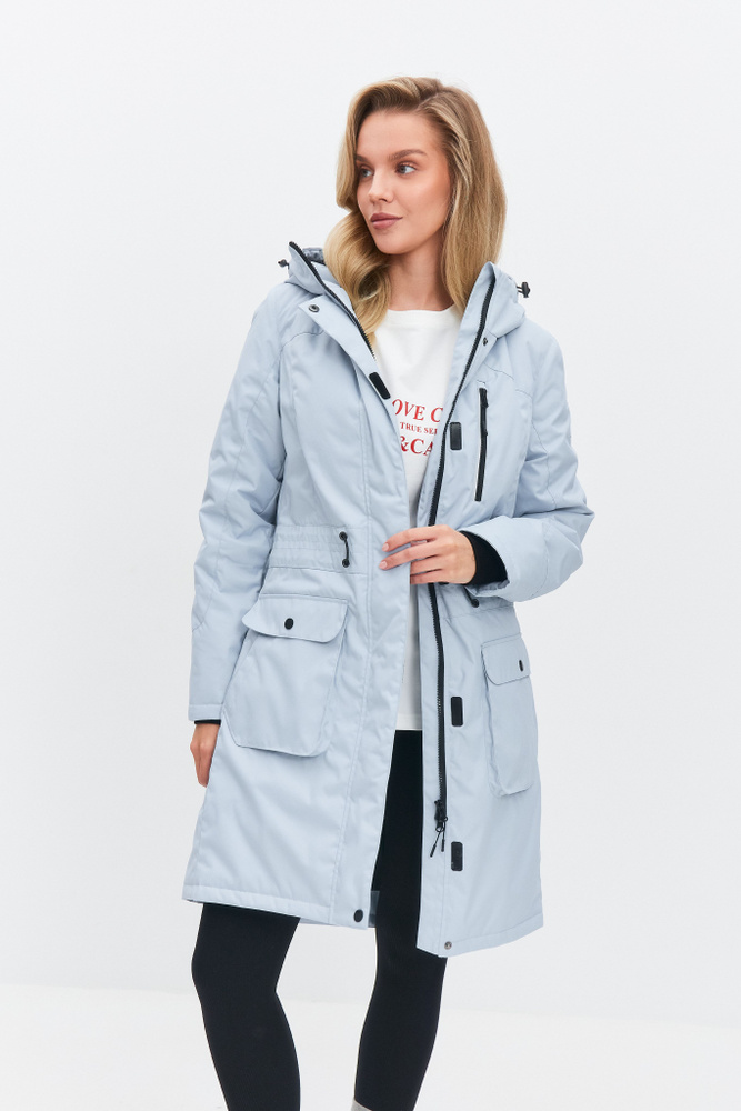 Куртка Женский Avese Капюшон, Карманы светло-голубой капюшон Waterproof, Мембранные материалы ...