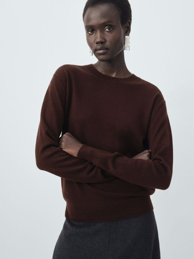 Джемпер Женский MANGO темно-коричневый Шерсть, размер 44, 46 Китай купить c доставкой на OZON по ...