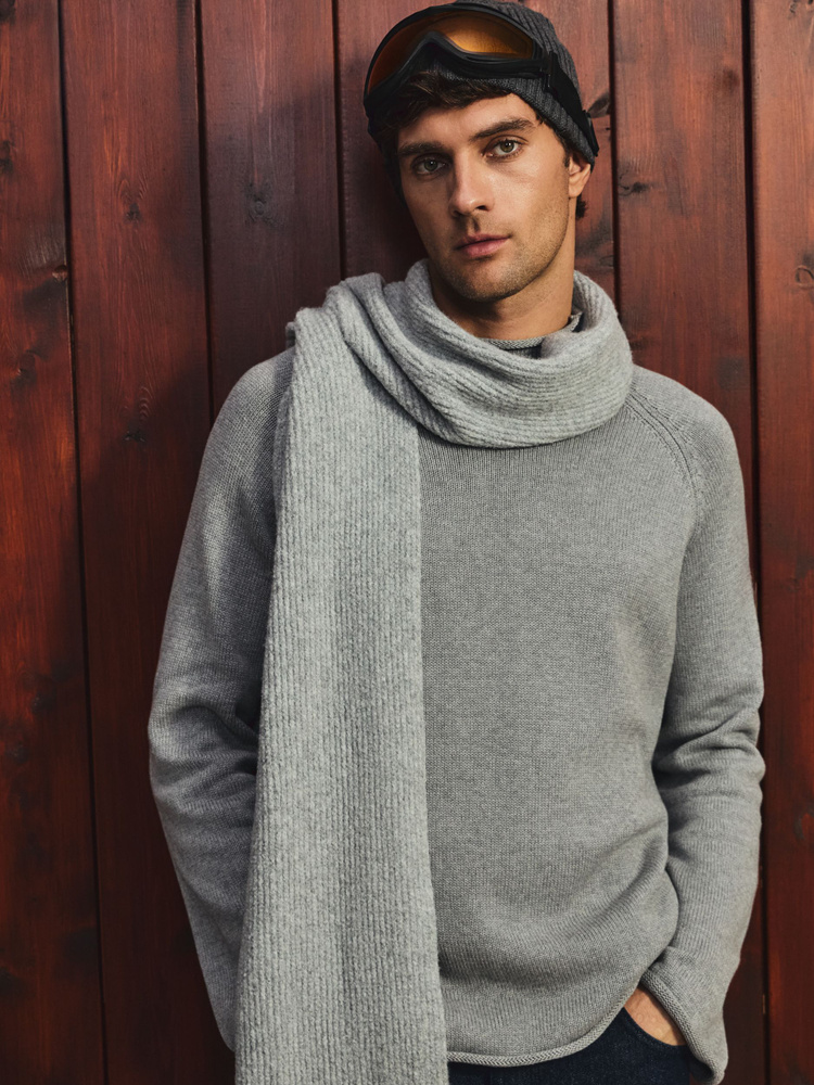 Свитер Мужской Zarina темно-серый меланж Хлопок, размер 52 Без застежки прямой Длинный ...