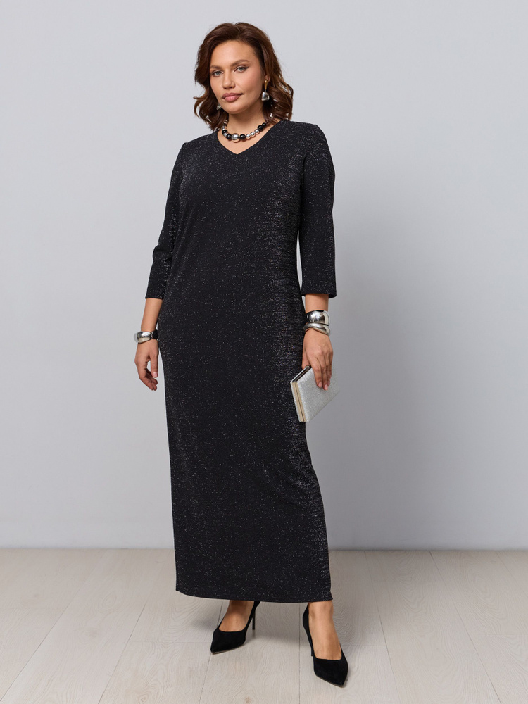 Платье Женский SPARADA черный с запахом Вечерний/праздничный Три четверти Трикотаж, размер 60 ...