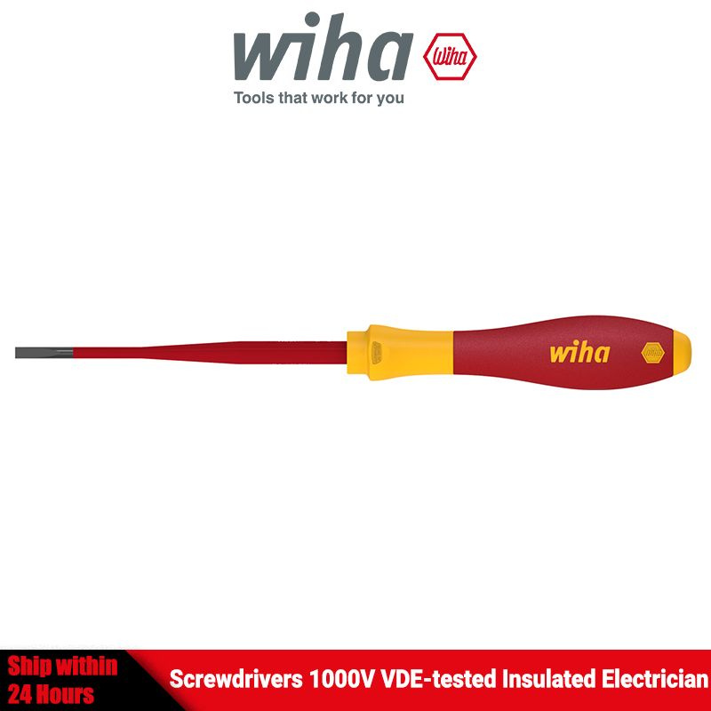 Wiha 35446 Отвёртка шлицевая 3,5 мм SoftFinish Eectric SlimFix 100 мм ...