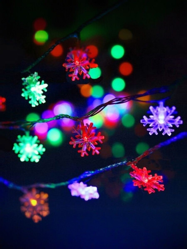 Гирлянда новогодняя "Снежинка" 5м, 20 LED, 1 режим, RGB купить c ...