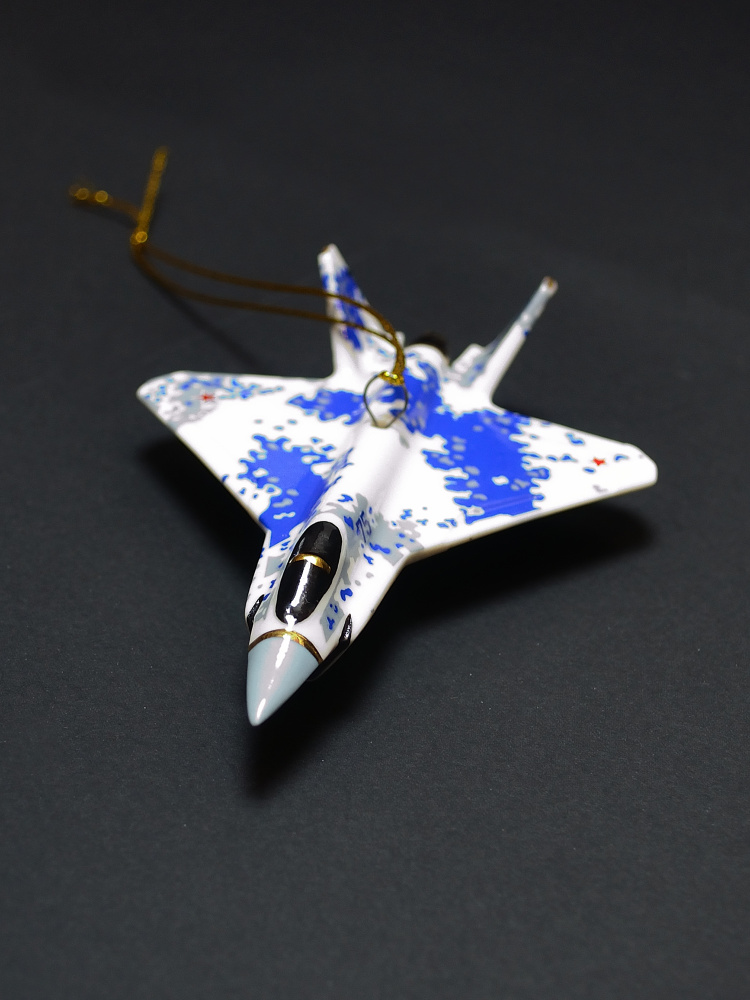 Елочная игрушка Самолёт-истребитель №75 белый (фарфор) купить c ...