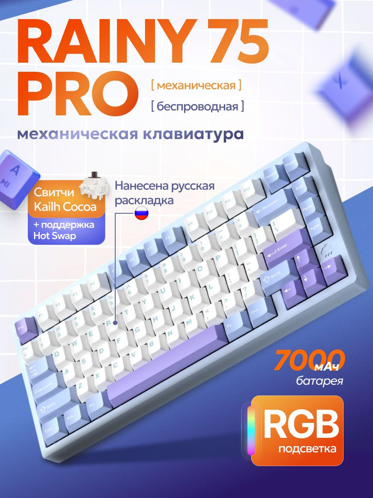 Беспроводная клавиатура Rainy 75 PRO для компьютера с подсветкой RGB ...