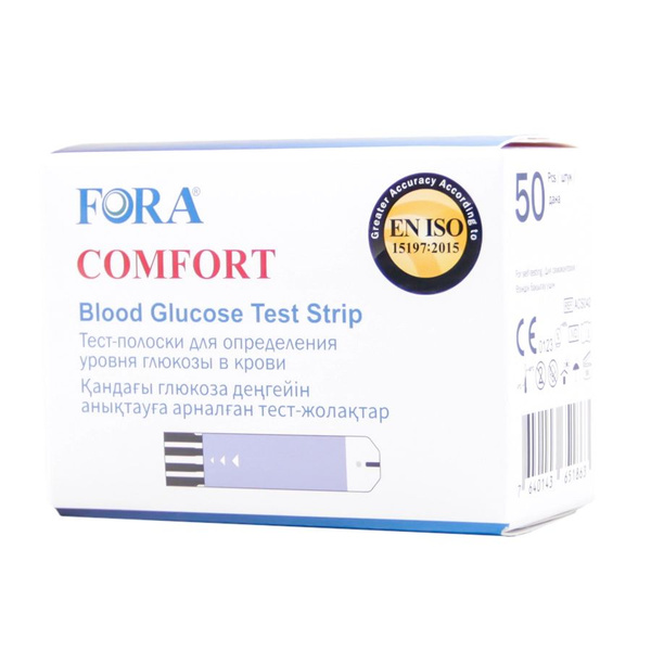 FORA COMFORT Тест-полоски для определения уровня глюкозы в крови 50шт ...
