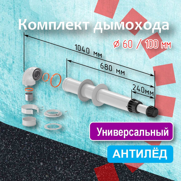 Комплект коаксиального дымохода 60/100 мм К (1040) для котла Hermann ...