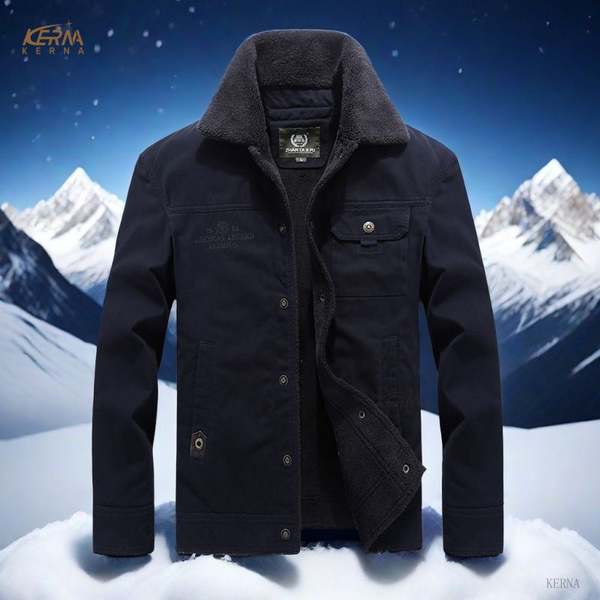 Куртка Мужской KERNA Бант синий лацканы Полиэфирное волокно, размер 54 Длинный куртка-пилот Зима ...