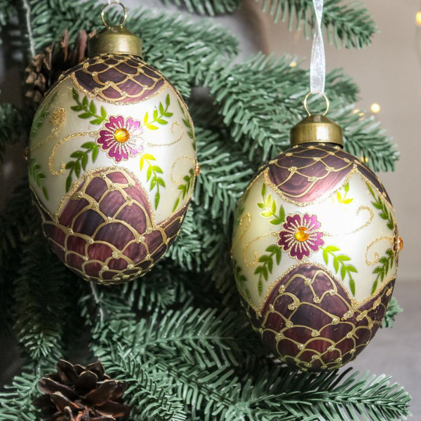 Набор стеклянных елочных игрушек Яйца - Paderno Duniano 11 см, 2 шт ...