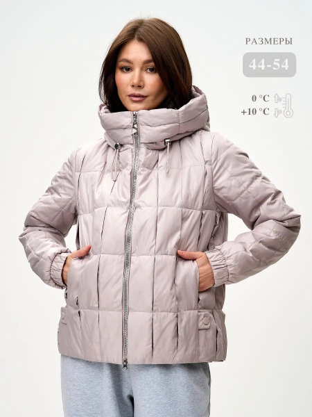 Куртка Женский RM Shopping бежевый Полиэстер, размер 48 Средний Демисезон прямой Синтепон Китай ...