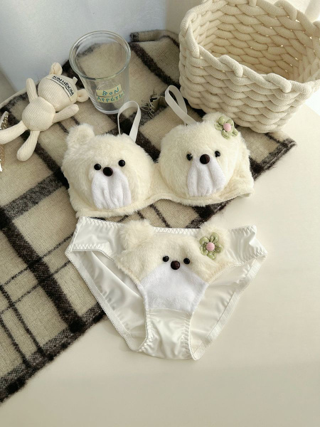 Комплект белья Женский Y2K белый матовый Фастекс Политекс Аппликация, размер 65B, 75A ...