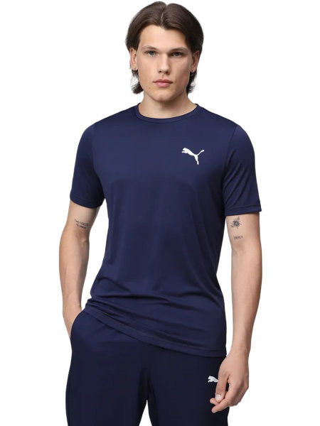 Футболка Мужской PUMA темно-синий Короткий, размер 50, 52 Полиэстер ...