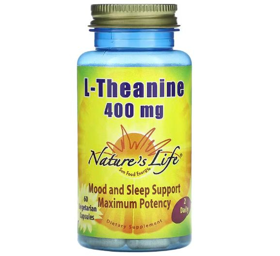 Nature's Life, L-Theanine, 400 mg, 60 Vegetarian Capsules (200 mg Each)(60 вегетарианских капсул ...