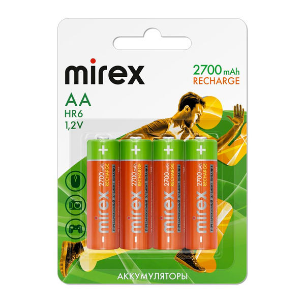 Mirex Аккумуляторная батарейка AA, 2700 мАч, 4 шт купить на OZON по ...