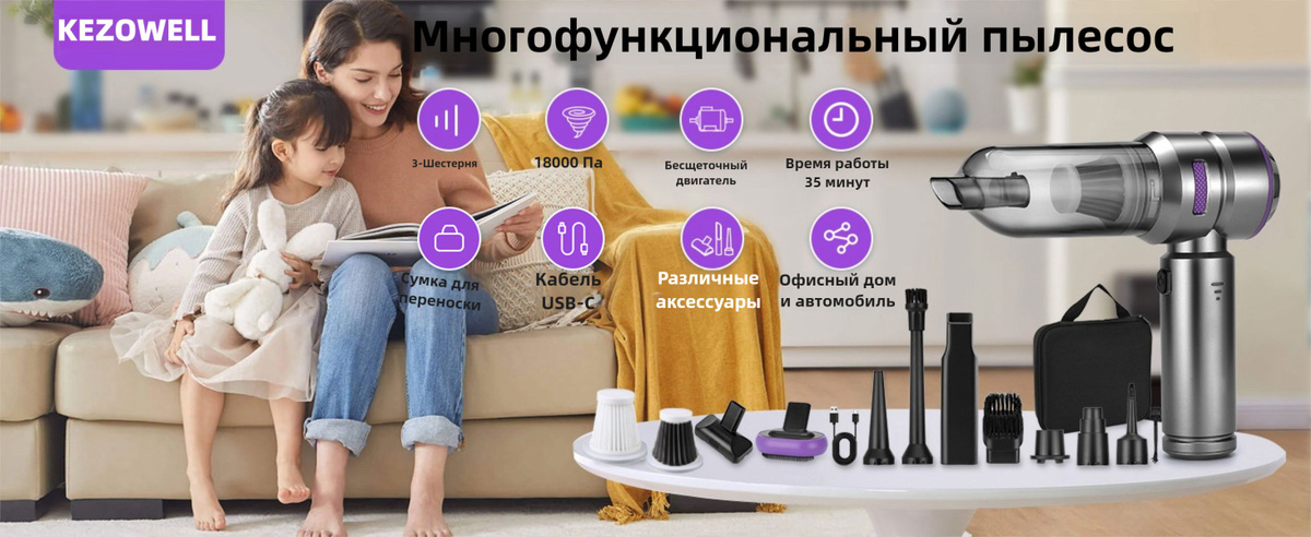 Пылесос для автомобиля беспроводной мощный, YS-HL121, Серебряный купить на OZON по низкой цене ...