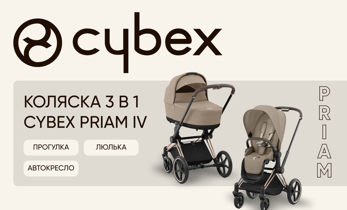 Cybex Priam IV 4 в 1 Matt Black цвет Off White с автокреслом Cloud T i ...