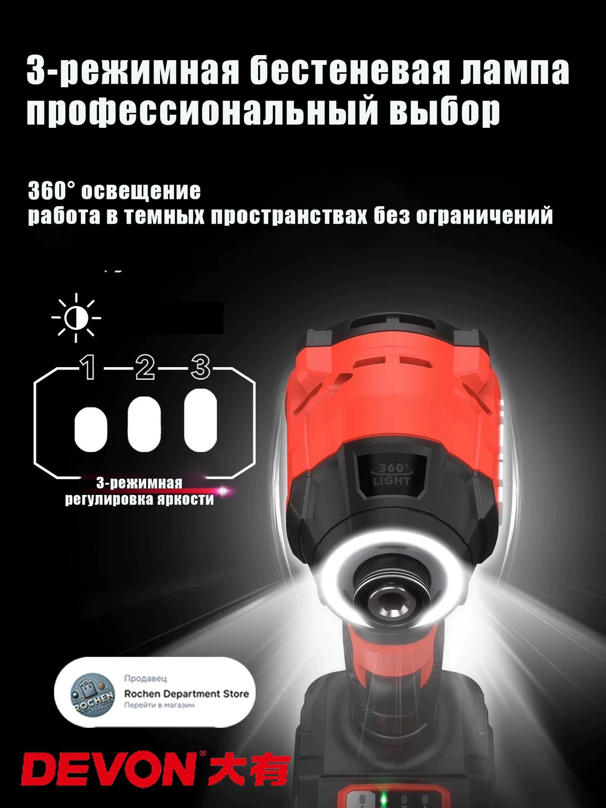 Шуруповерт дрель аккумуляторный бесщеточный ударный Devon 5768 20В, в ...