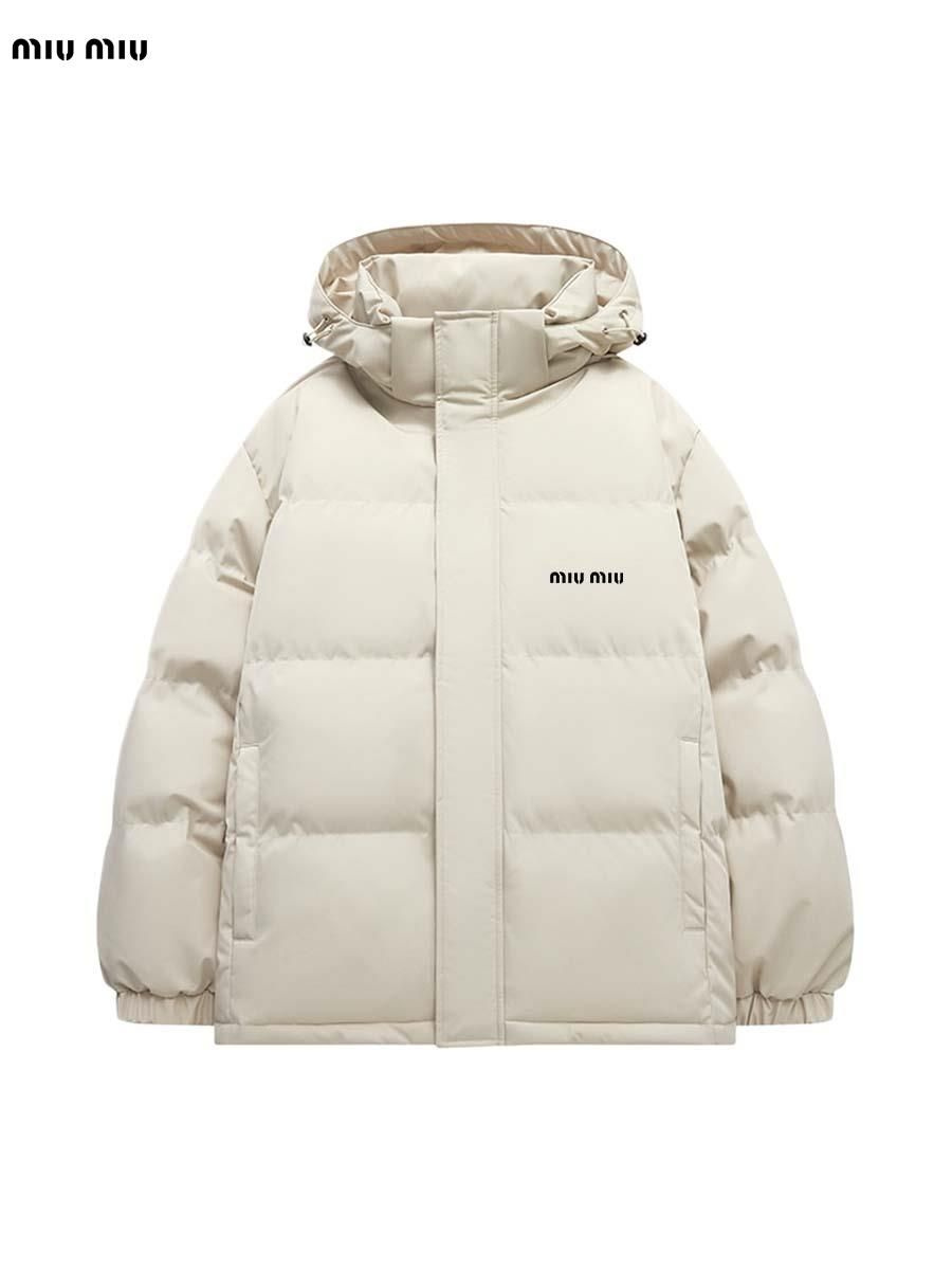 Пуховик Мужской Женский Miu Miu Карманы Лейбл светло розовый пиджачный Искусственный пух