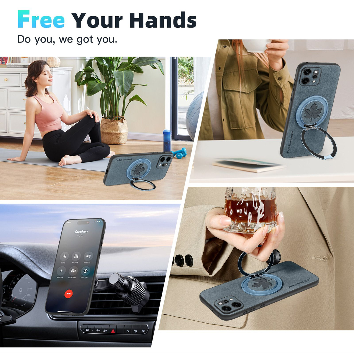 Рисунок кленового листа Чехол для Oppo Reno 14(Оппо Рено 14), с кольцом ...