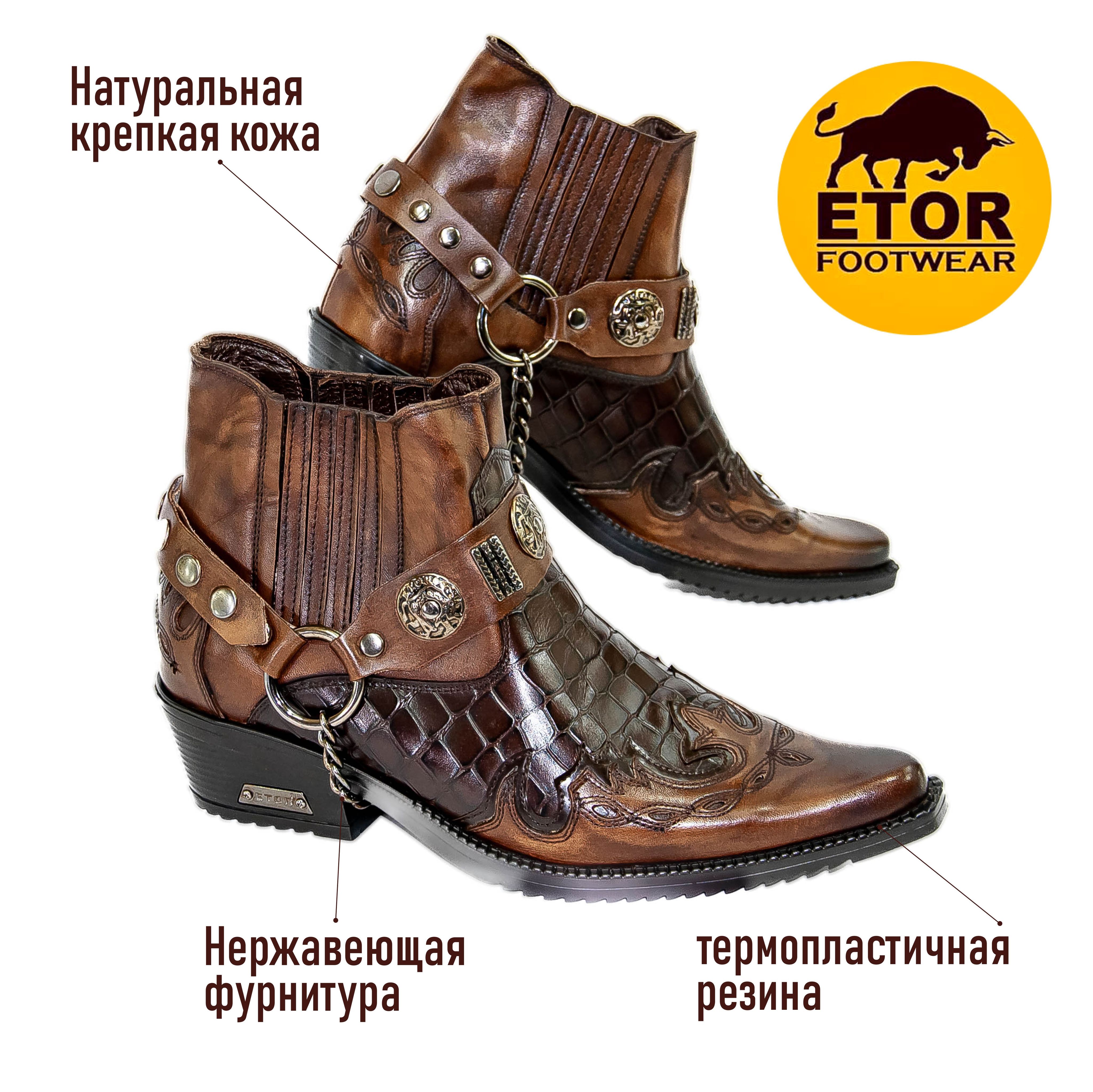 Ботинки казаки Мужской ETOR коричневый, размер 43 Демисезон 6 Без ...