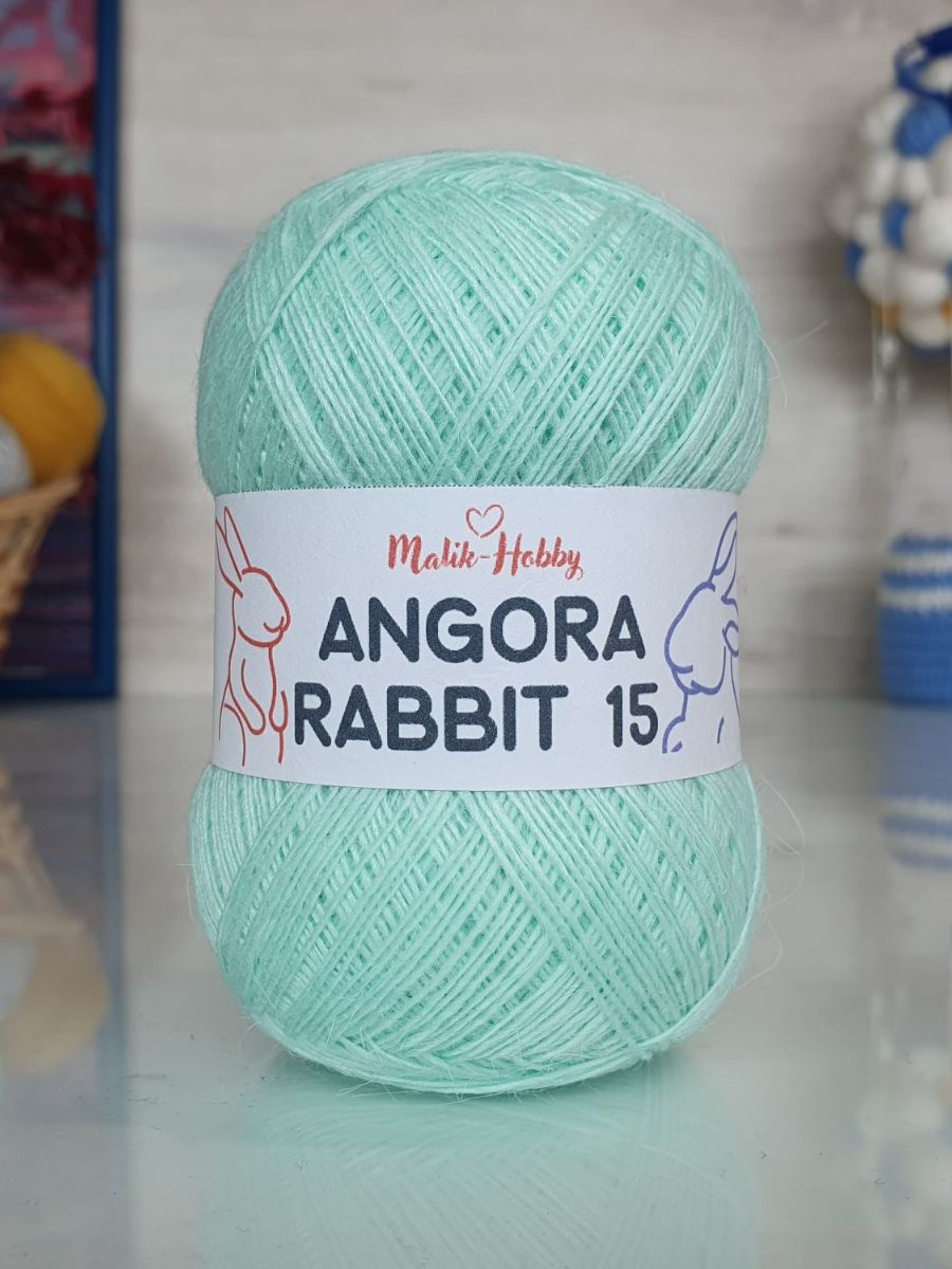 Пряжа Angora Rabbit 15 - 090 (мятный) 5 мотков Malik-hobby, (15% ангора ...