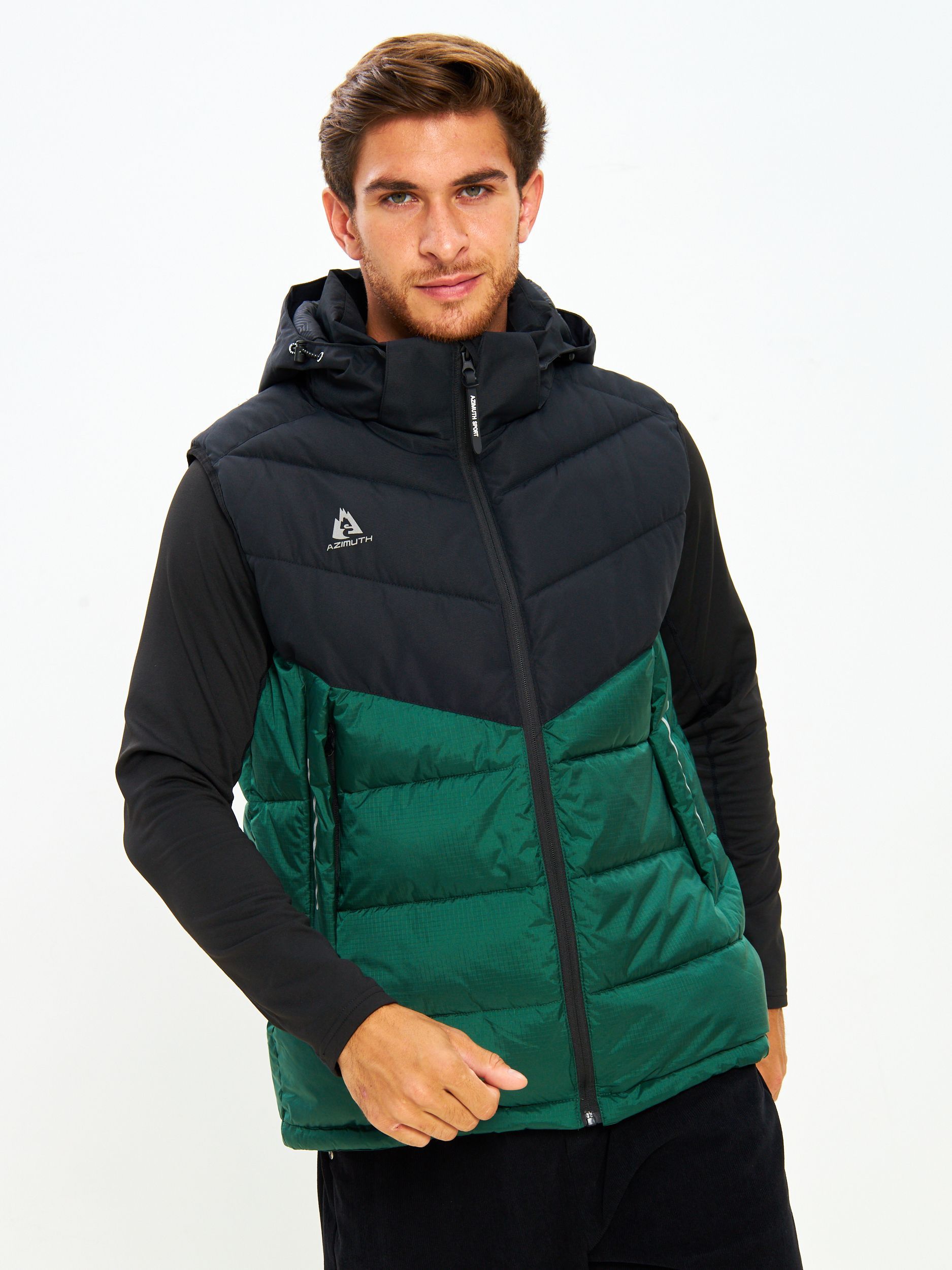 Жилет Мужской Azimuth зеленый Waterproof, размер 58 Карманы, Манжеты ...