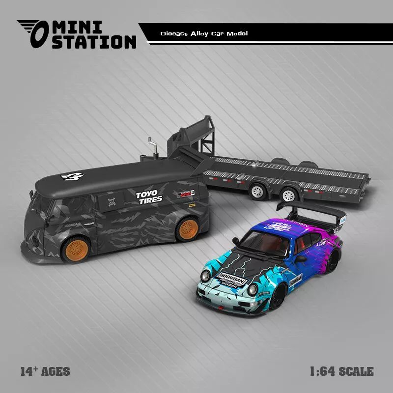 Коллекционная машинка Mini Station 1:64 RWB964 Hoonigan 43 & T1 Van ...