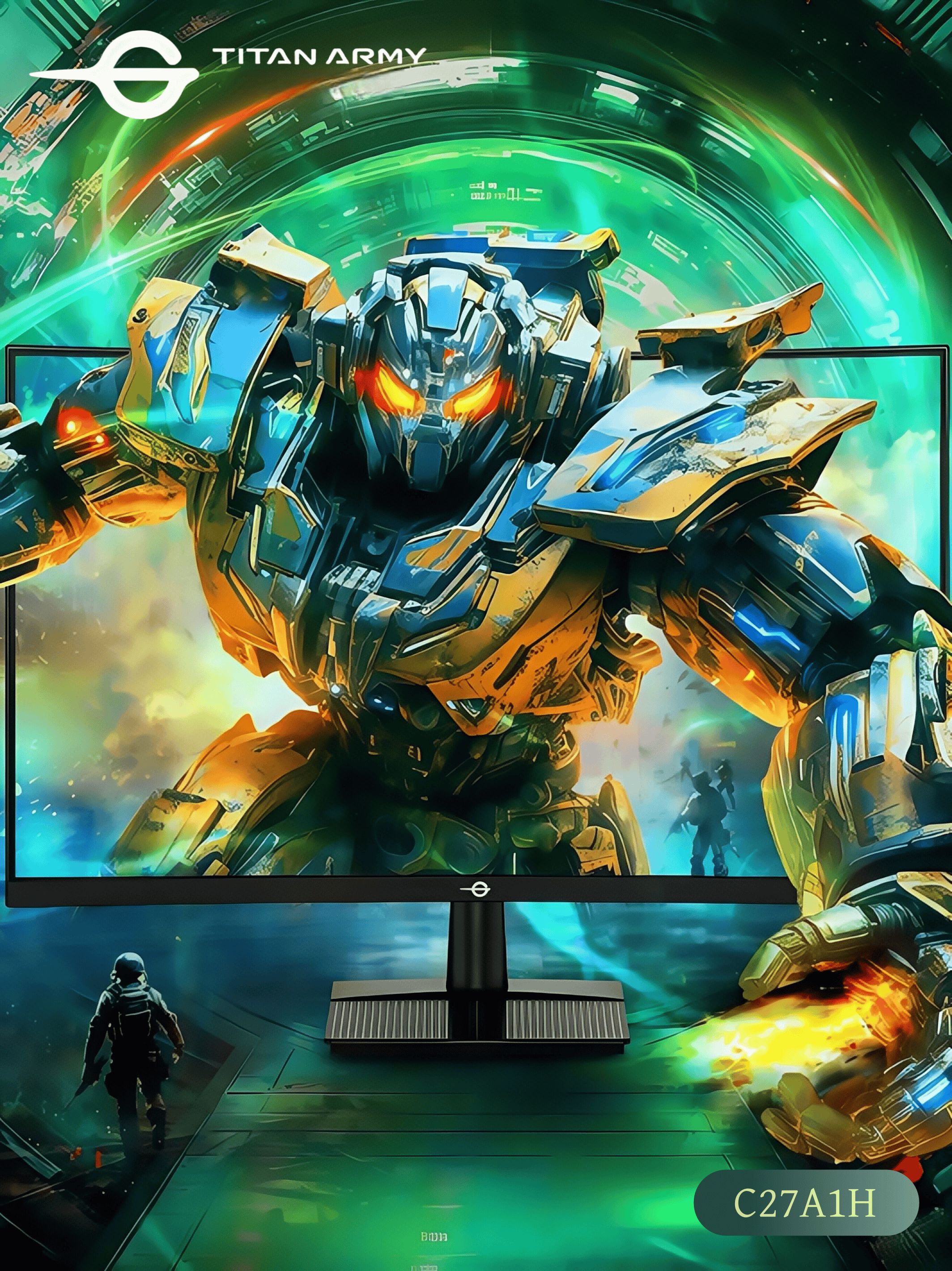 Titan Army 27" Монитор Изогнутый монитор C27A1H, черный, черный матовый ...