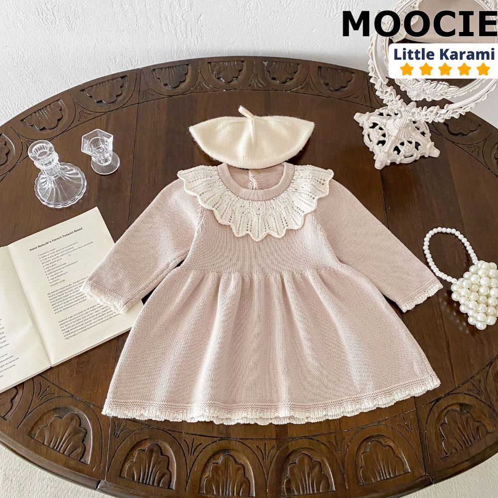 Платье Девочки MOOCIE розовый Повседневный Длинный Трикотаж, Штапель ...