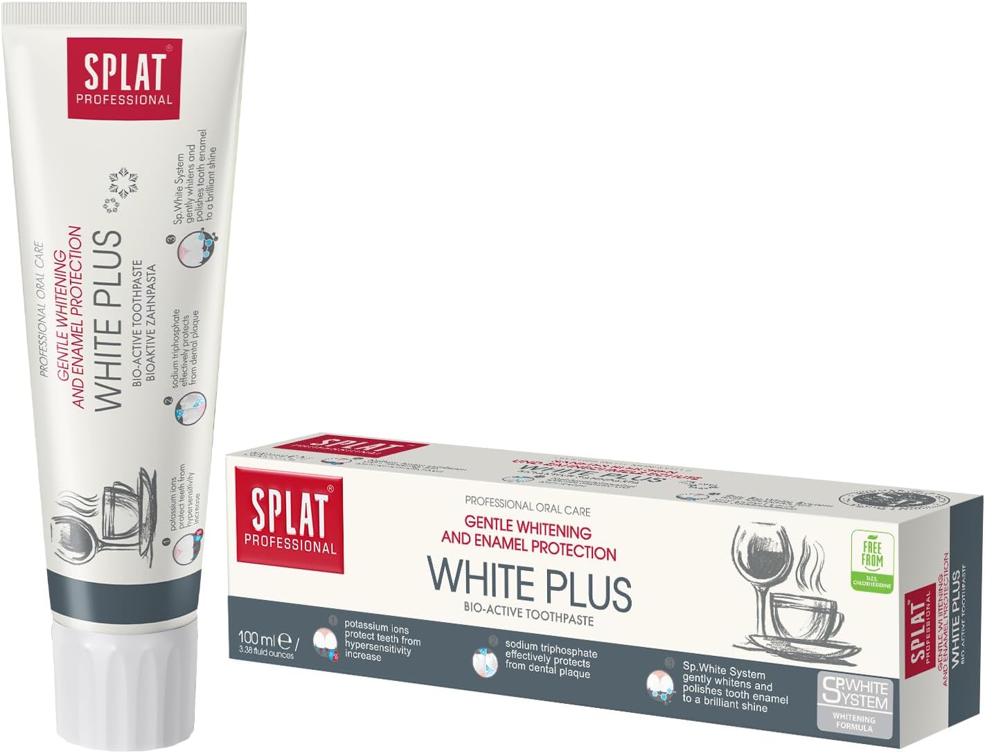 Зубная паста Splat Professional White Plus с фтором, отбеливающая, 100 ...