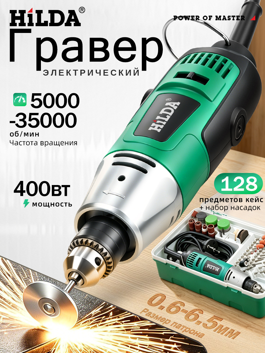 Гравер электрический мощный 300 ВТ,35000 об/мин,регулировка скорости ...