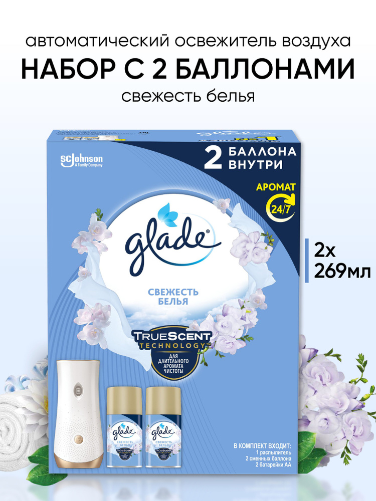Освежитель воздуха Glade Automatic "Свежесть белья", комплект с 2 ...